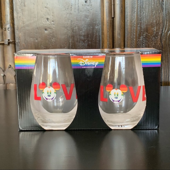 Disney | Dining | Nwt Disney Rainbow Mickey 2oz Tear Drop Glass Set ...